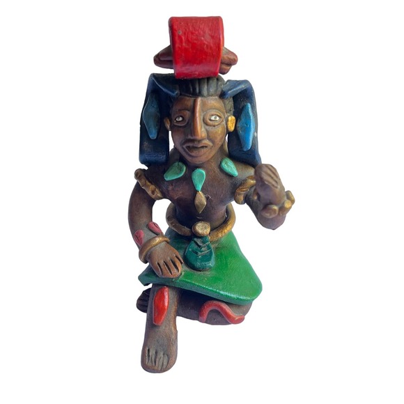 Unknown | Accents | Vintage Rare Aztec Mayan Warrior Inca Clay Art ...